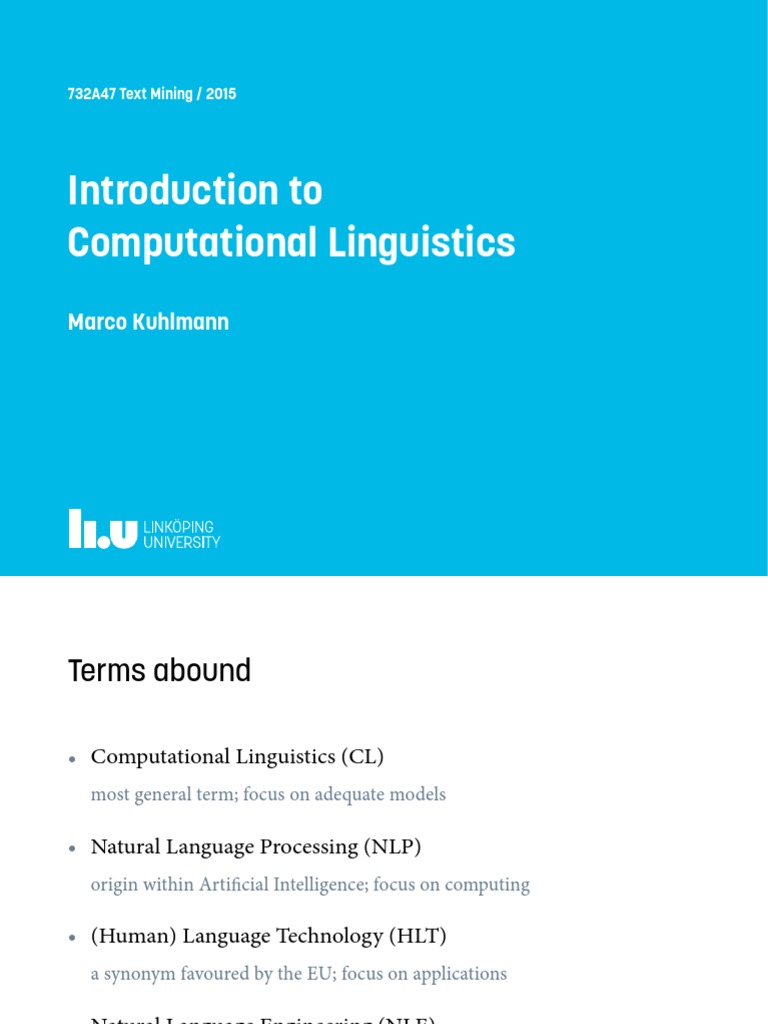 Kuhlmann - Introduction To Computational Linguistics (Slides) (2015 ...