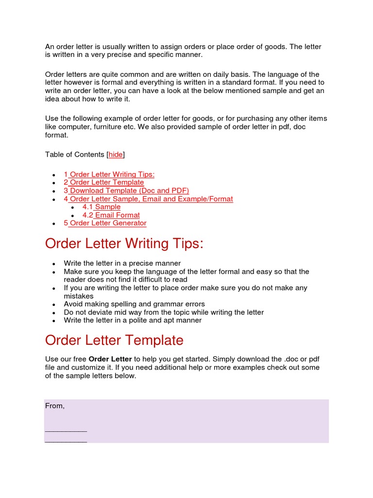 A Comprehensive Guide to Writing Effective Order Letters | PDF | Prices ...