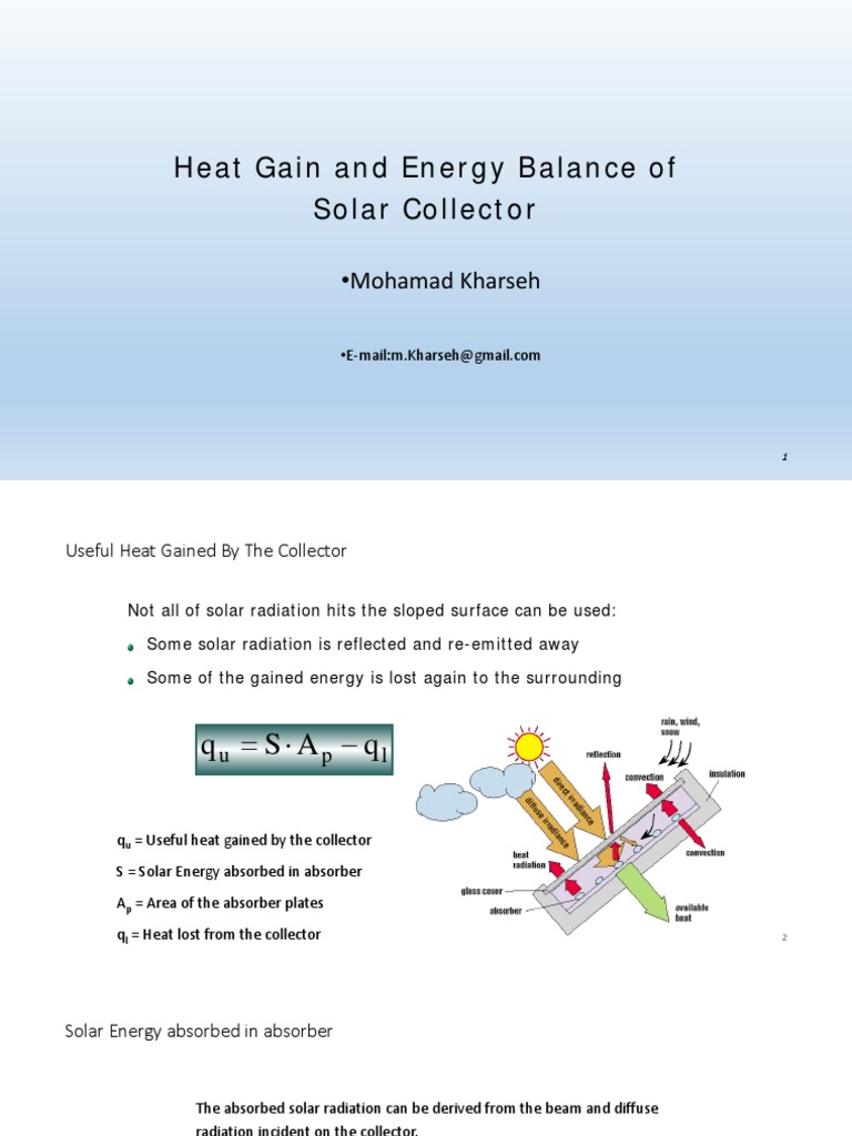 EnerguBalanceofSolarCollector PDF | PDF | Refractive Index | Heat Transfer
