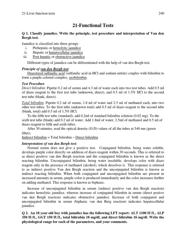 21-Functional Tests: Principle of Van Den Bergh Test | PDF | Renal ...