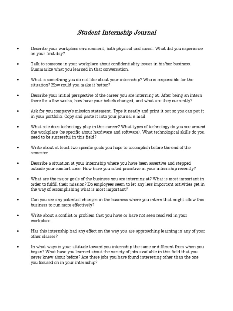 Student Internship Journal | PDF