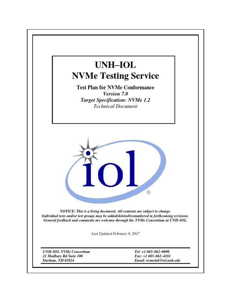 UNH-IOL NVMe Conformance Test Suite v7.0 | PDF | Computer Engineering ...