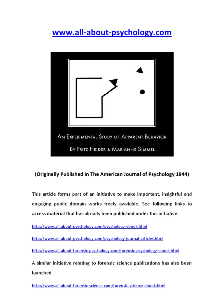 Fritz Heider: An Experimental Study of Apparent Behavior | PDF ...