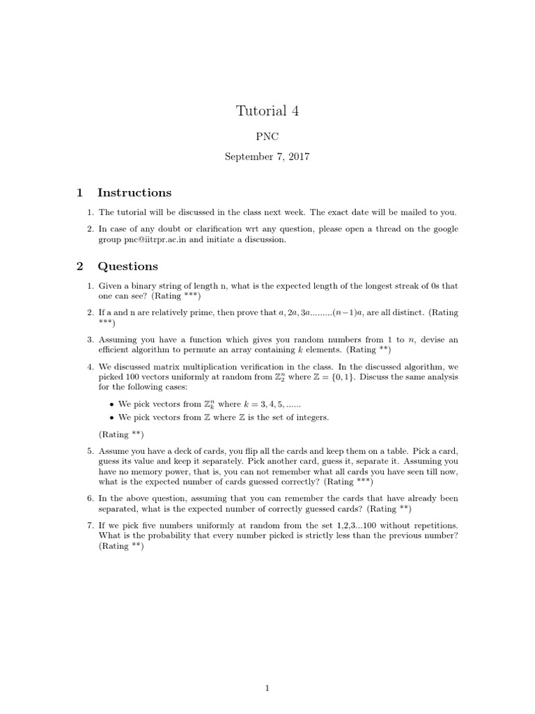 Tutorial 4: 1 Instructions | PDF