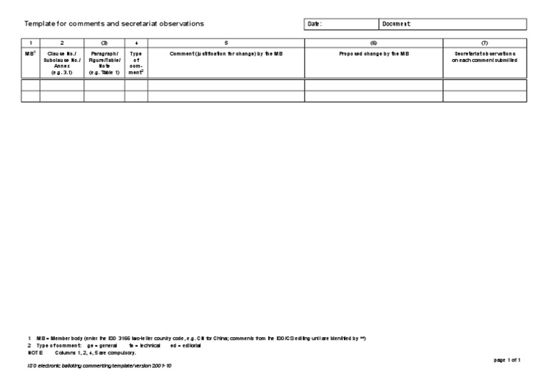 ISO Commenting Template | PDF