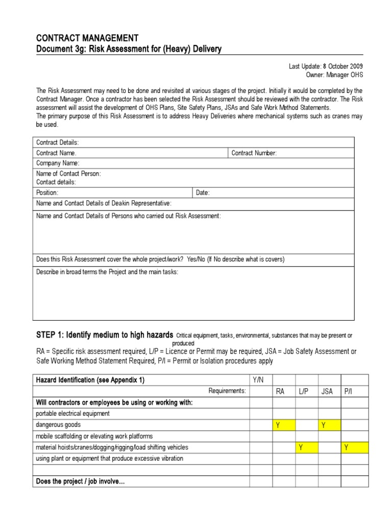 Contract Risk Assessment Delivery | PDF | Risk Assessment | Personal ...
