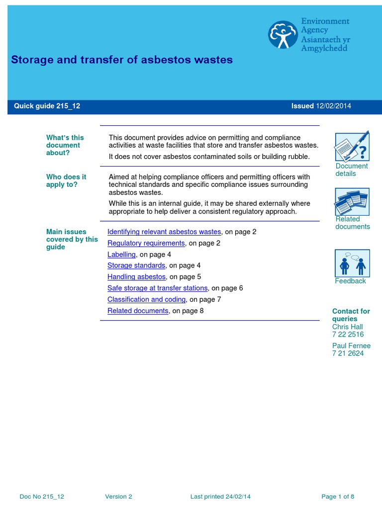 215 - 12 Storage and Transfer of Asbestos Wastes PDF | PDF | Asbestos ...