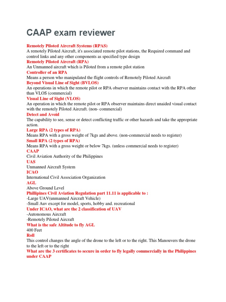 CAAP Exam Reviewer | PDF