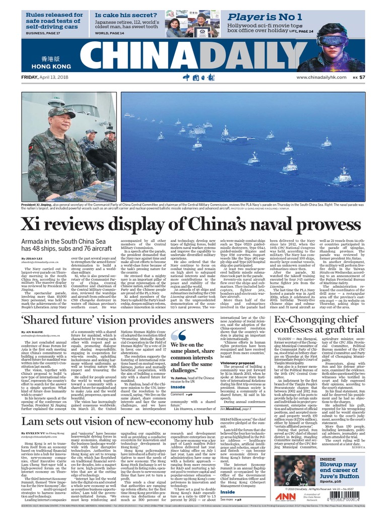 China Daily Hong Kong - April 13 2018 | PDF | People's Liberation Army ...