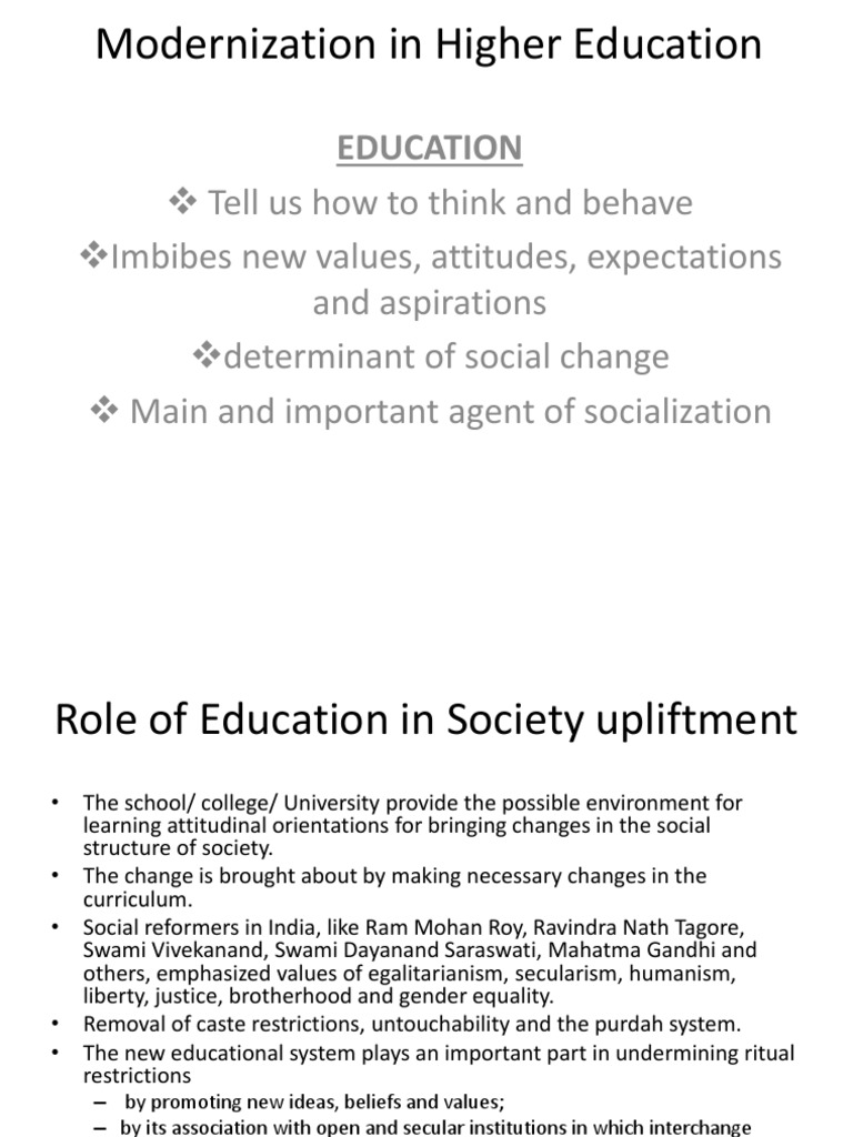 Modernization in Higher Education | PDF | Modernization Theory ...