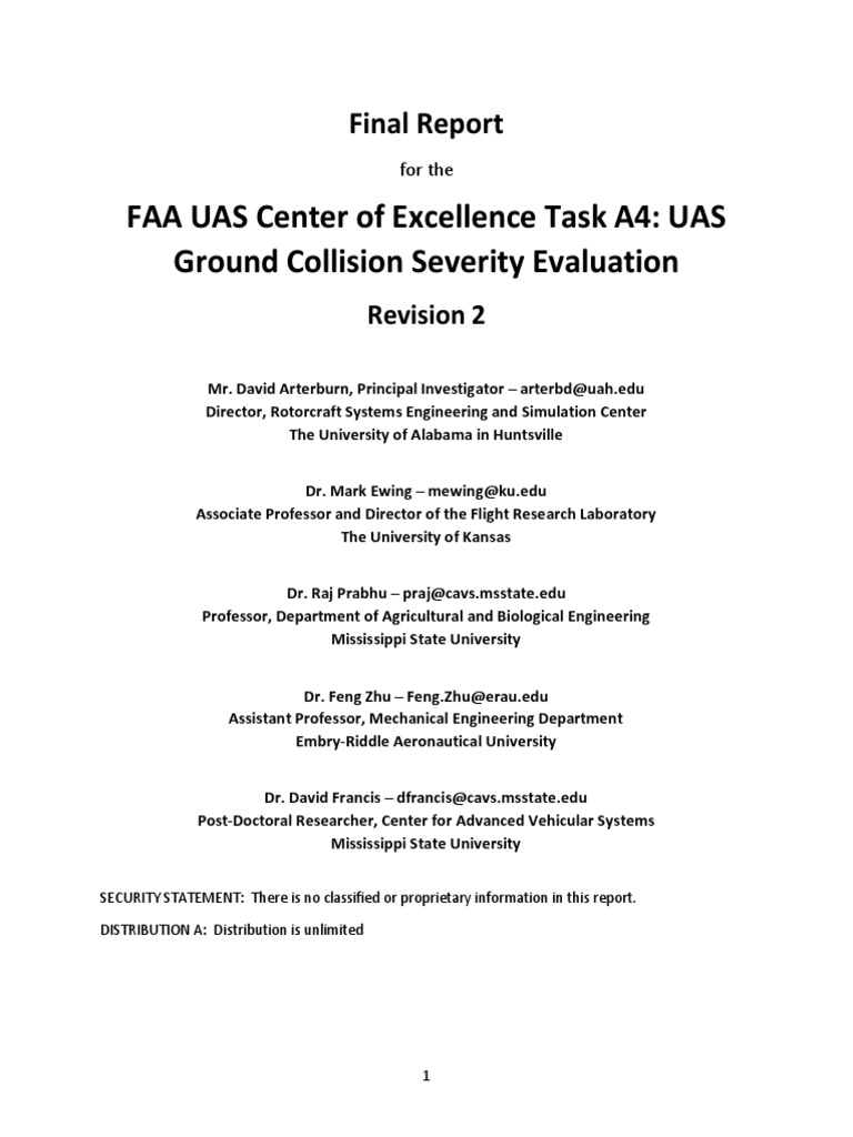 ASSURE A4 Final Report UAS Ground Collision Severity Evaluation | PDF ...