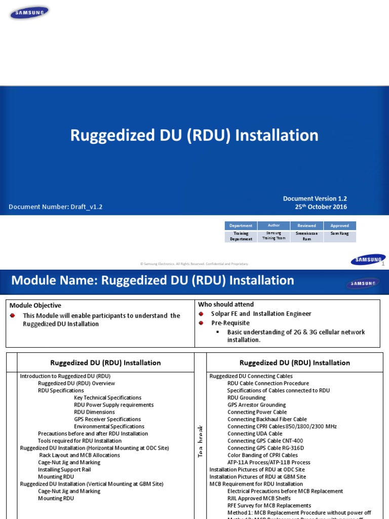 Ruggedized DU Installation - v1.2 | PDF | Electrical Connector | Screw
