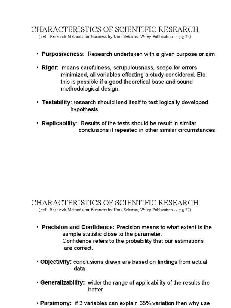 Characteristics of Scientific Research | PDF | Sampling (Statistics ...