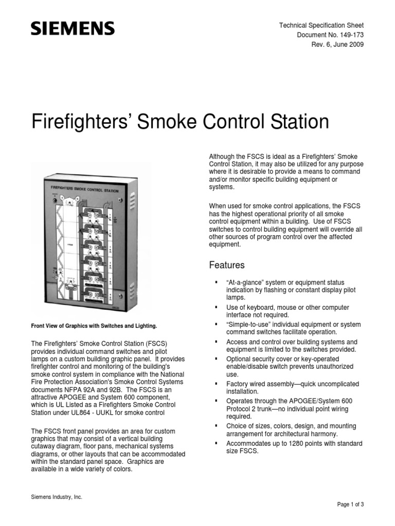 Firefighters' Smoke Control Station: Features | PDF | Switch | Computer ...