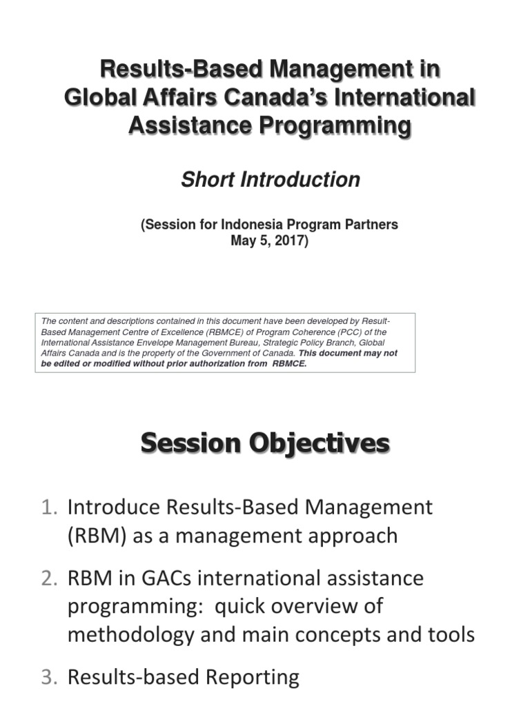 Presentation GAC RBM May 2017 | PDF | Conceptual Model | Performance Indicator