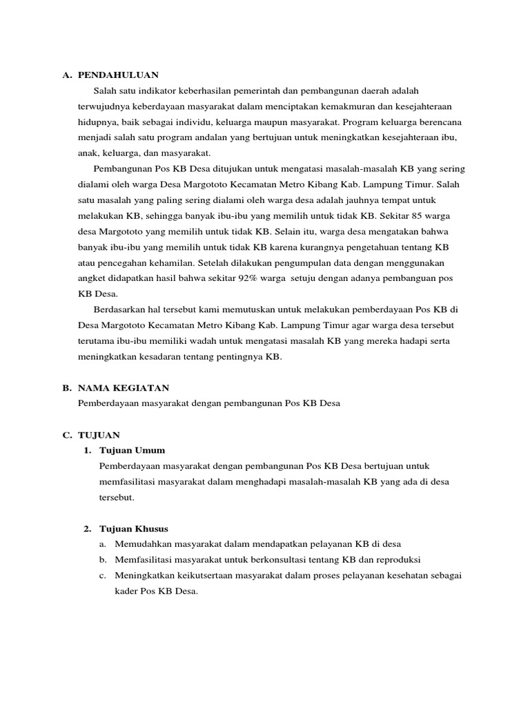 Pemberdayaan Pos KB | PDF