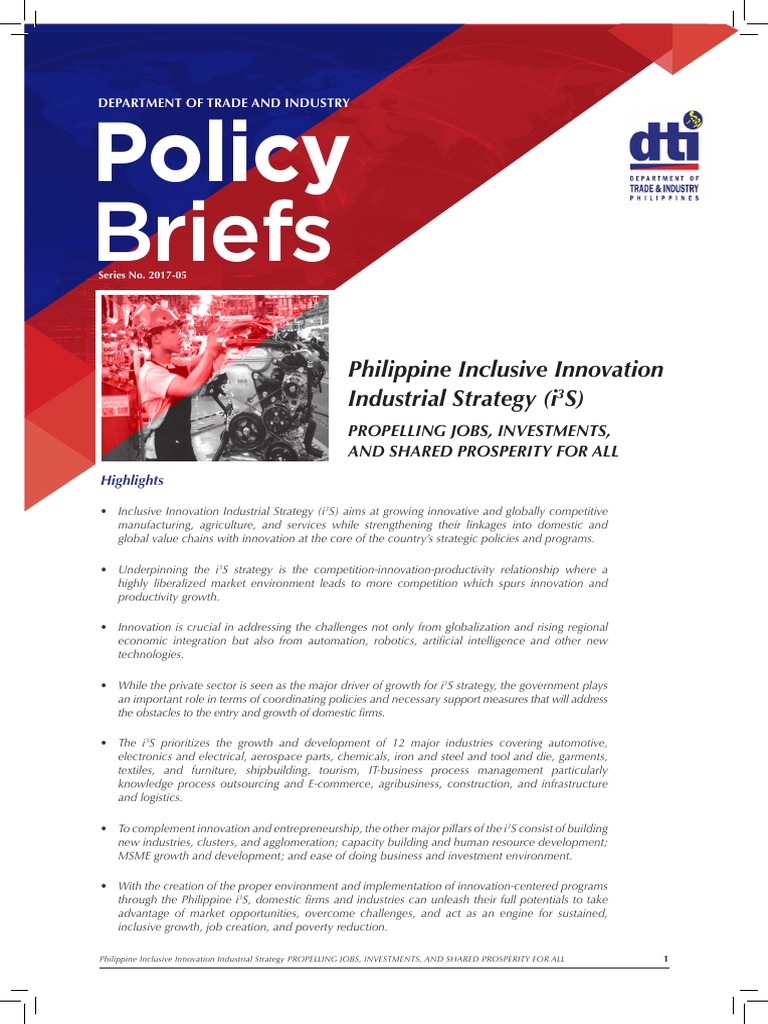 DTI Policy Brief 2017 05 Philippine Inclusive Innovation Industrial ... DTI Policy Brief 2017 05 Philippine Inclusive Innovation Industrial ...