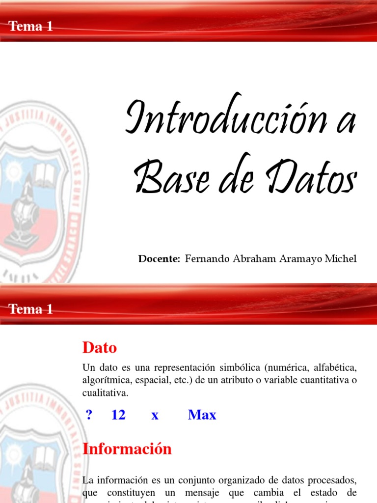 BD1 - T1 - Conceptos de Base de Datos | PDF | Bases de datos | Base de datos relacional