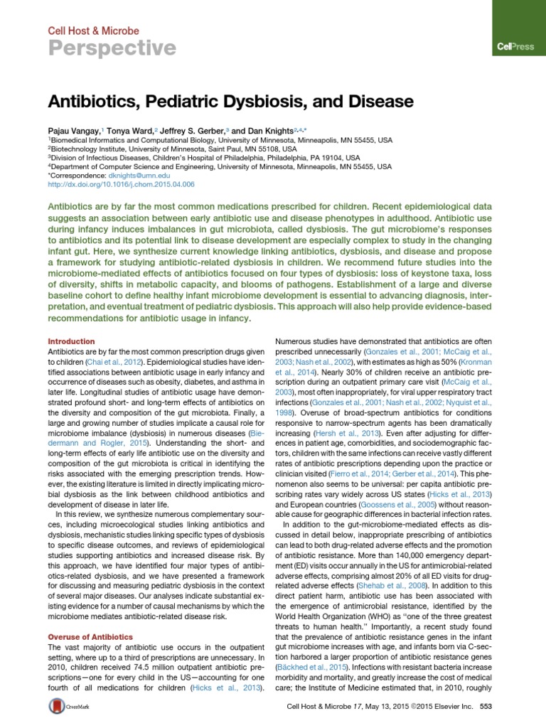 Antibiotics, Pediatric Dysbiosis, and DiseaseREVISADO | PDF | Gut Flora ...