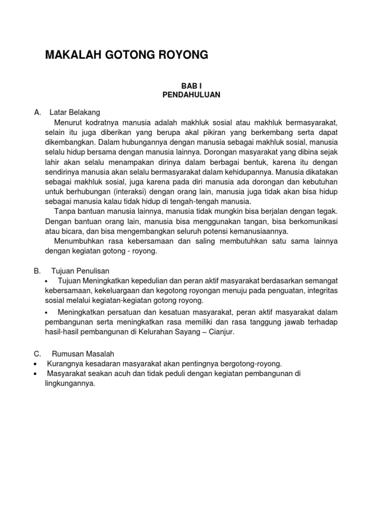 Makalah Gotong Royong | PDF