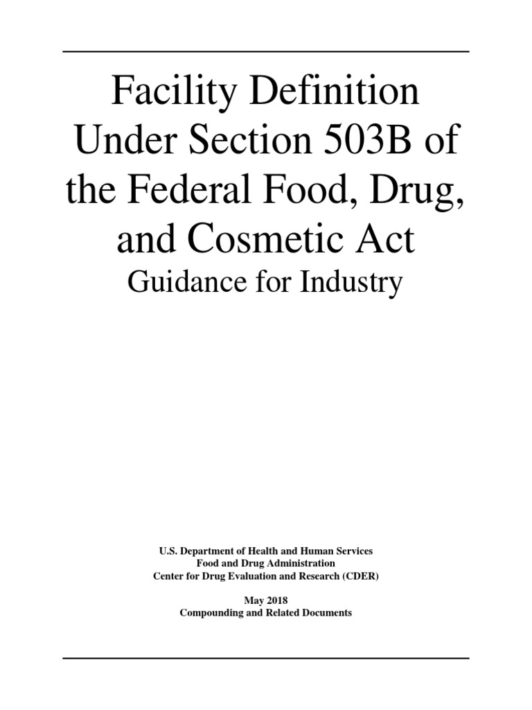 Facility Definition | PDF | Federal Food | Food And Drug Administration