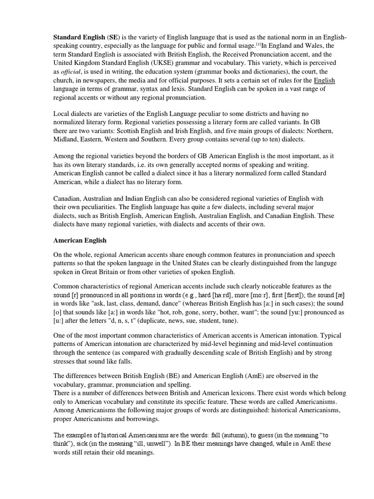 Standard English and Its Dialects | PDF | English Language | Dialect
