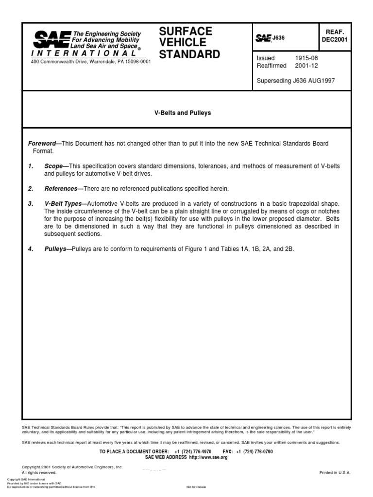J636-1992 (2001) V-Belts and Pulleys | PDF | Belt (Mechanical ...
