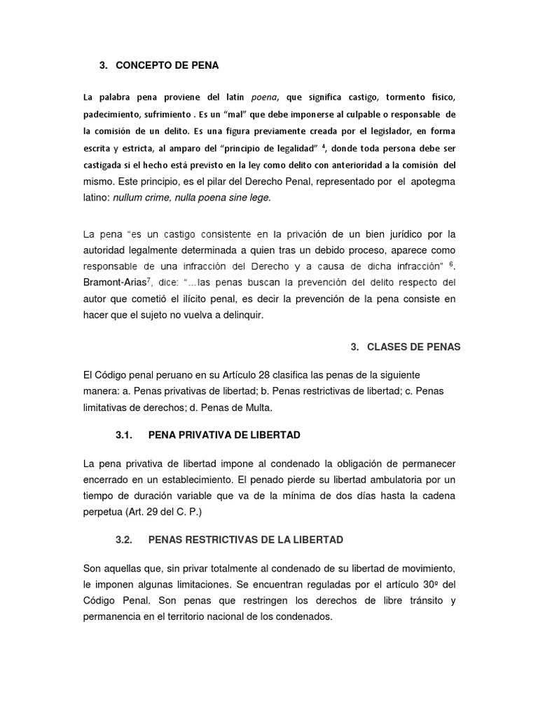 Concepto de Pena | PDF | Castigos | Derecho penal