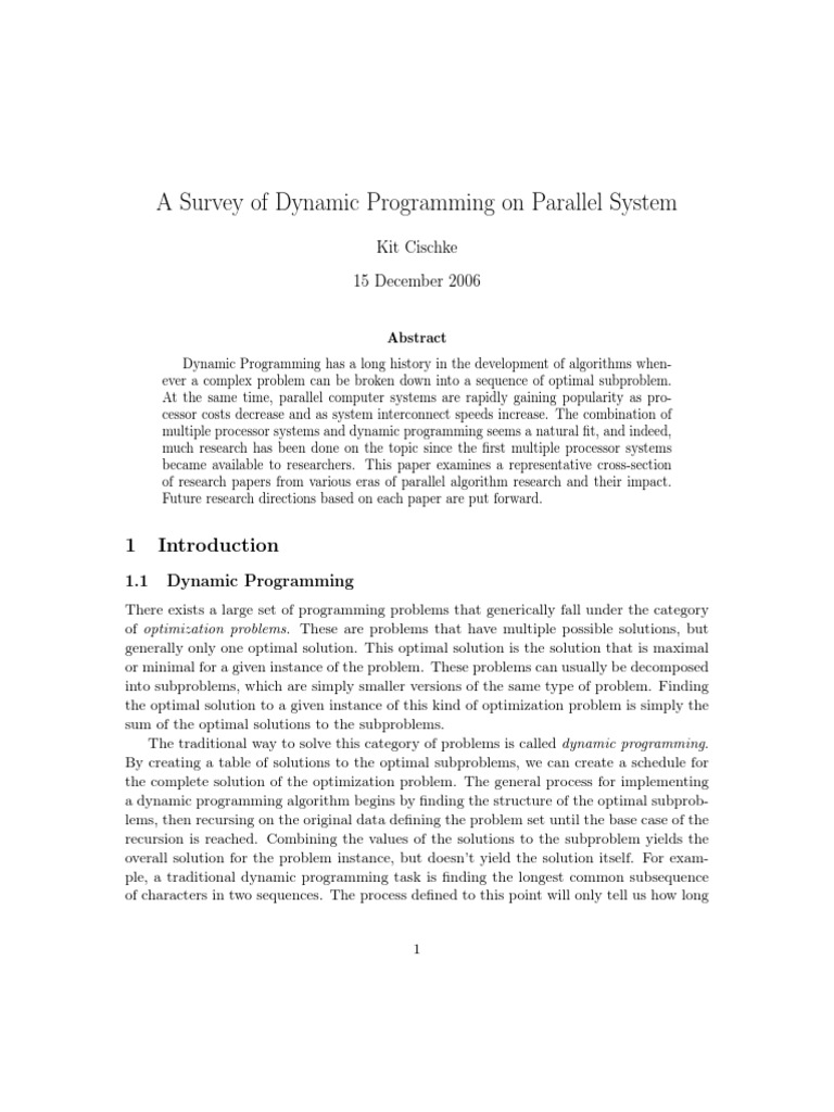 Dynamic Prog Final Paper | PDF | Dynamic Programming | Parallel Computing