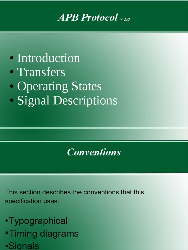 APB Protocol: Transfers Operating States Signal Descriptions | PDF ...
