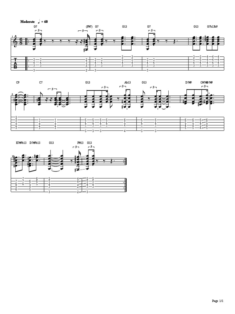 Basic Jazz Guitar Comping Etude All Blues | PDF | Musicology | Harmony