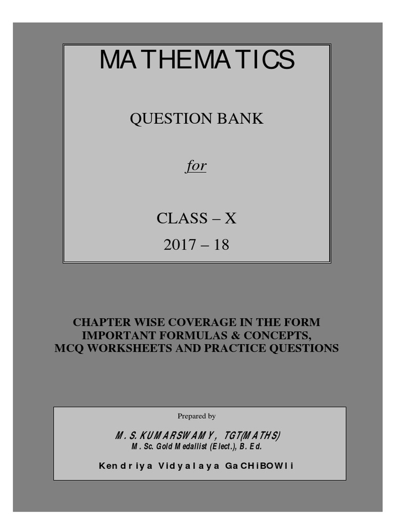 Class X Maths Question Bank For 2017 18 | PDF | Triangle | Circle