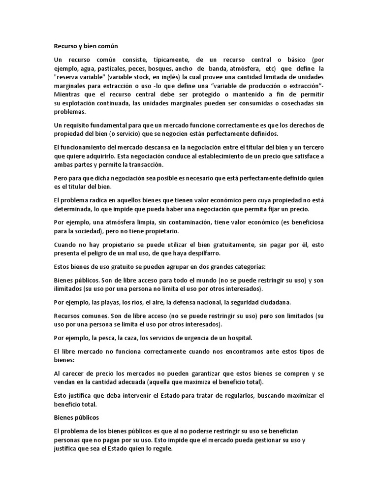 Recurso y Bien Común | PDF | Bienes | Bien público