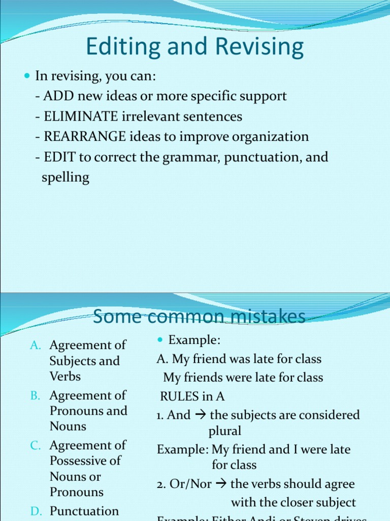 Editing and Revising Grammar Rules | PDF | Grammatical Number | Plural
