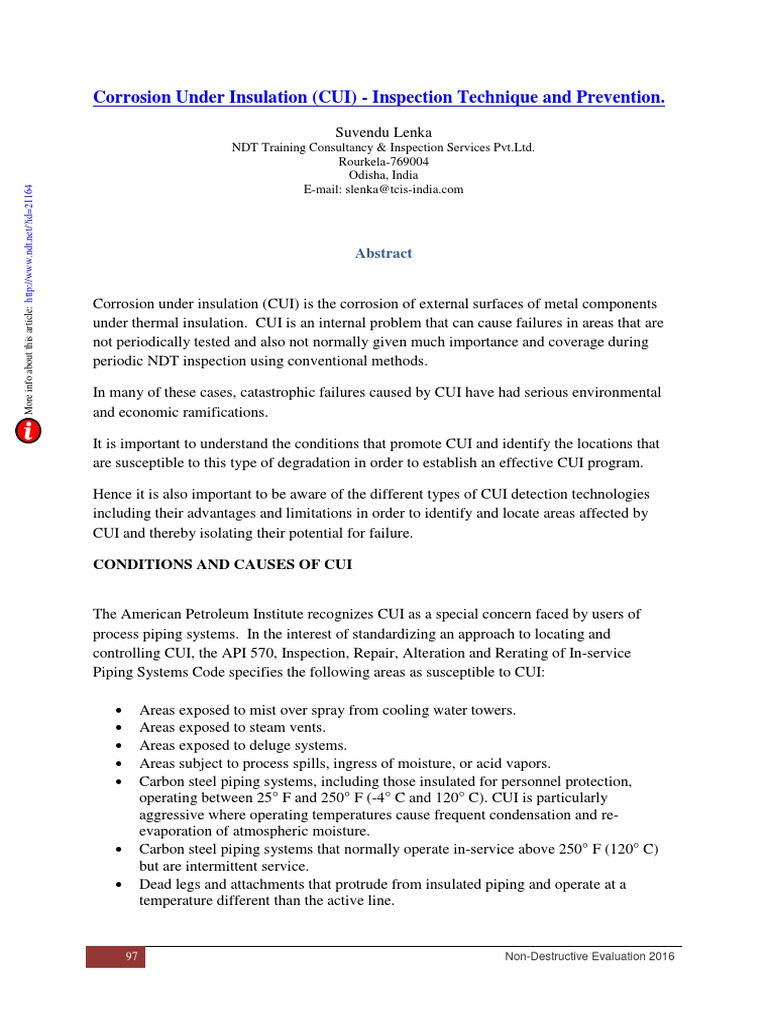 COrrosion Under Insulation (CUI) - Inspection Technique and Prevention ...
