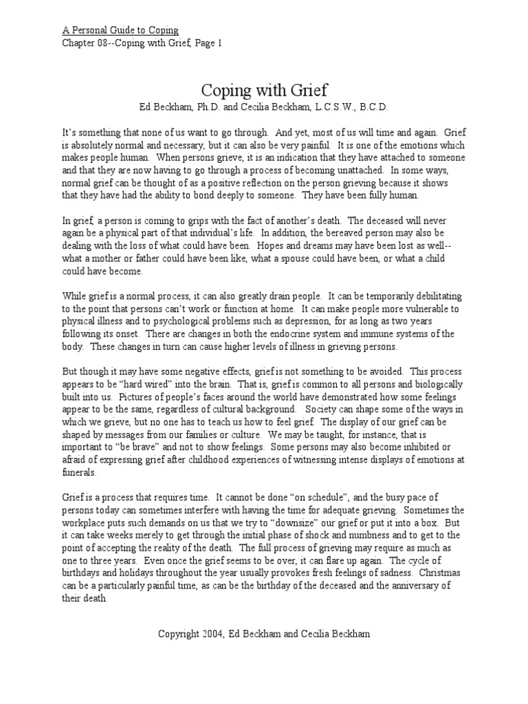 Chap08 Coping With Grief PDF | PDF | Grief | Anger