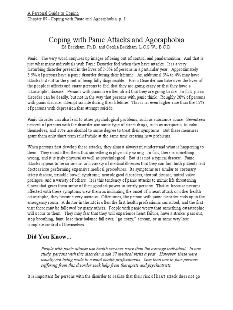 Coping With Panic Attacks And Agoraphobia Understanding The Causes And