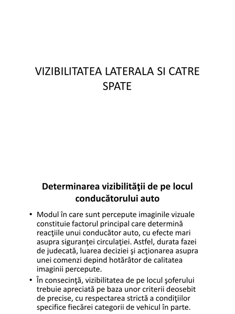 Vizibilitatea Laterala Si Catre Spate1 PDF | PDF