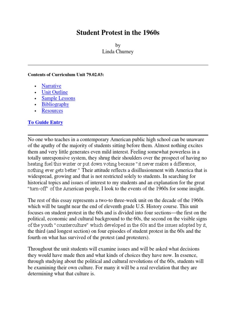 1960s Student Protest Curriculum Guide | PDF | African American Civil ...