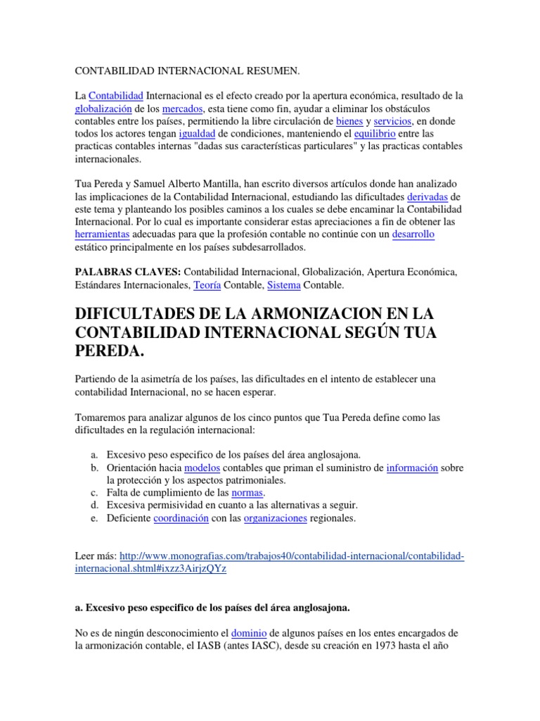 Contabilidad Internacional Resumen | Contador | Contabilidad