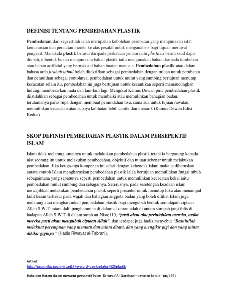 Definisi Tentang Pembedahan Plastik | PDF | Ilmu Sosial | Sains ...