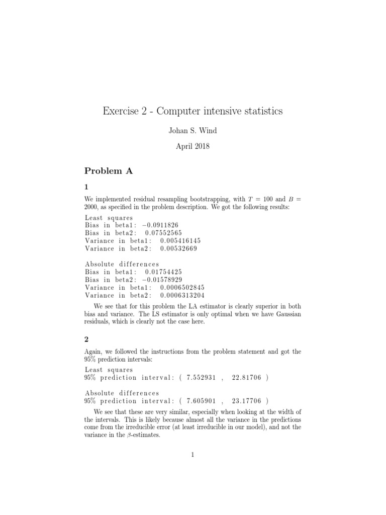 Exercise 3 Computer Intensive Statistics | PDF | Resampling (Statistics ...
