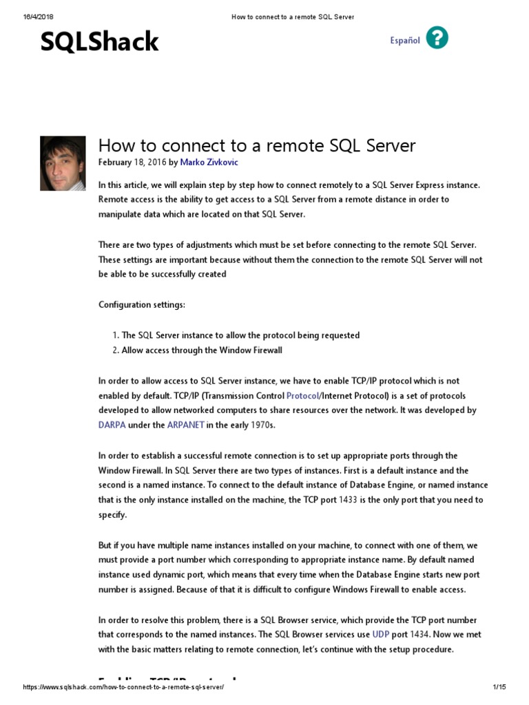 How To Connect To A Remote SQL Server | Download Free PDF | Port (Computer Networking ...