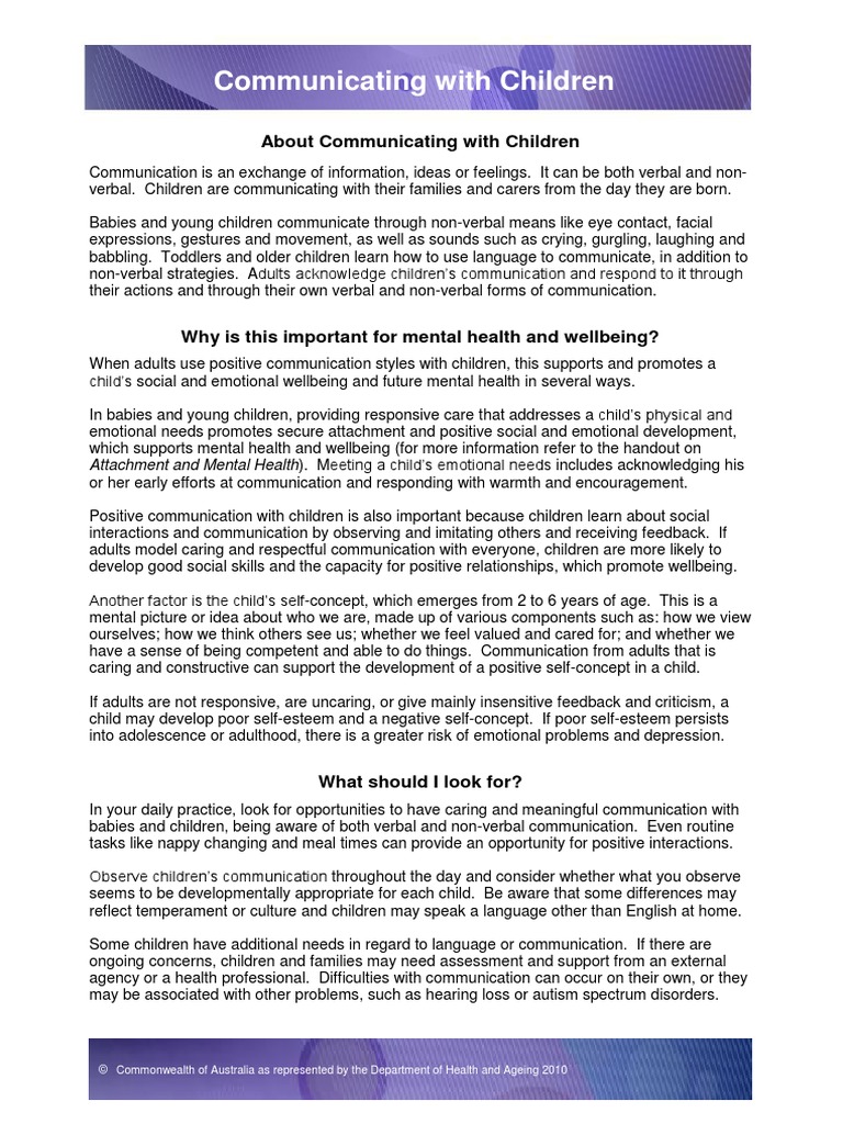Communicating With Children | PDF | Nonverbal Communication ...