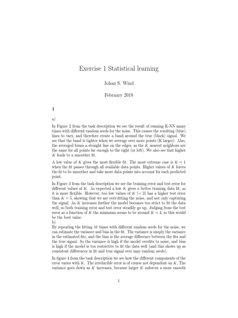 Exercise 1 Statistical Learning Download Free Pdf Errors And