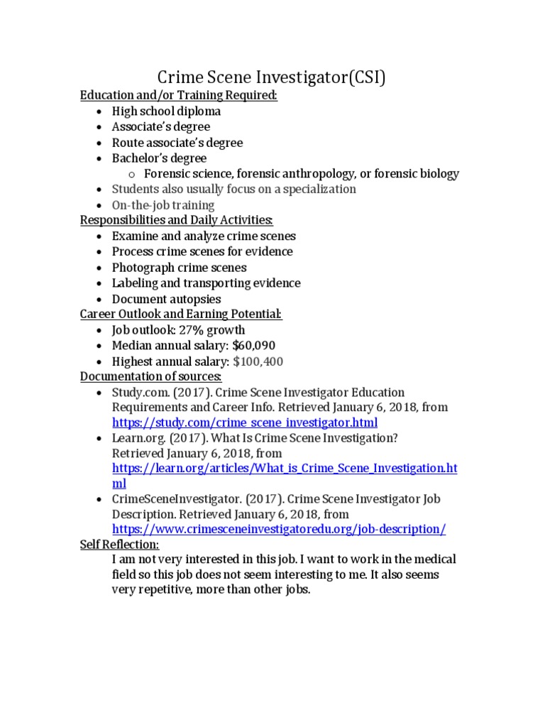 CSI Career: Education, Duties, Salary | PDF | Career & Growth