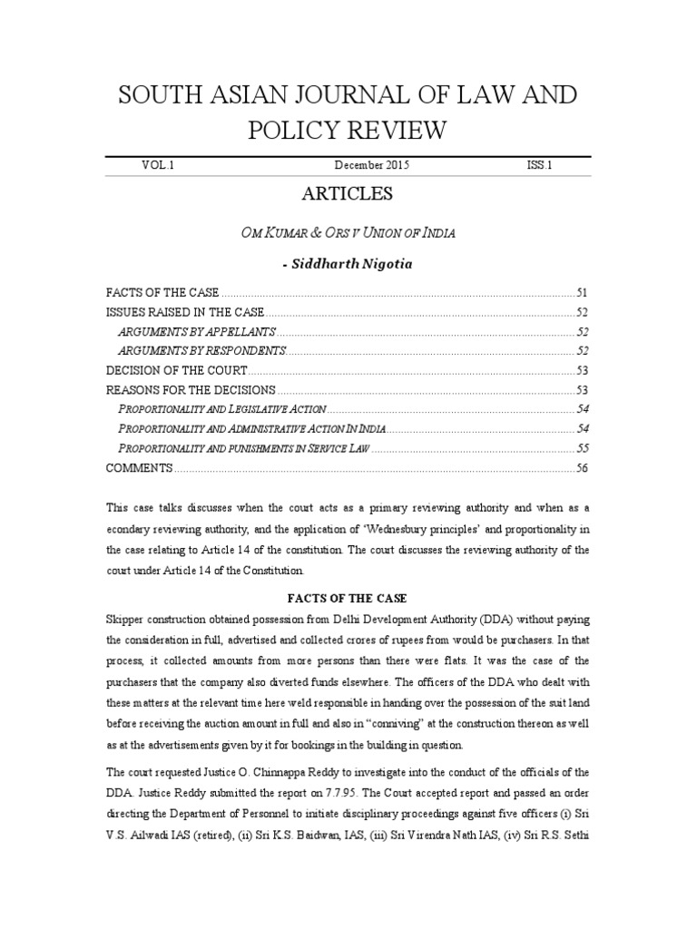 Om Kumar Ors v. Union of India | PDF | Common Law | Public Sphere