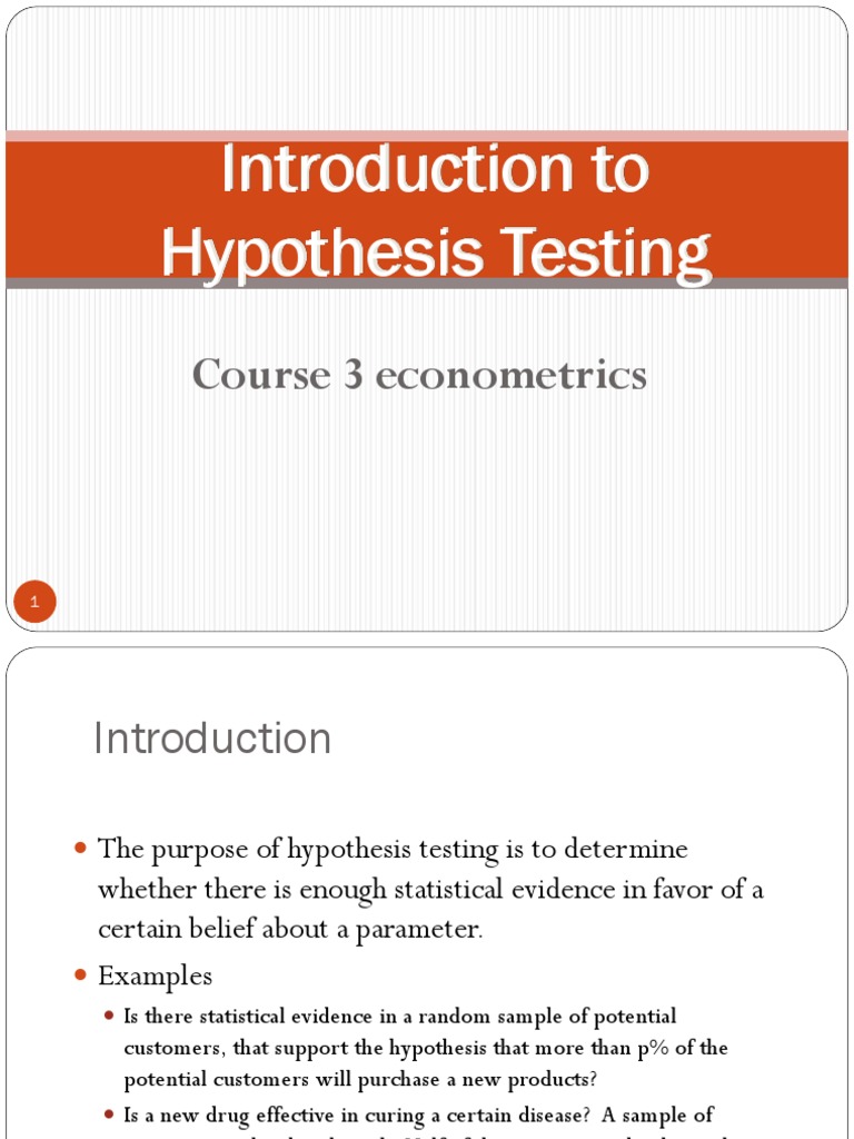 Course 3 Econometrics 2009 Hypothesis Testing Pdf Statistical