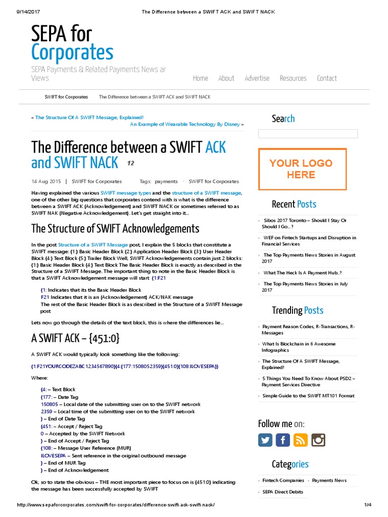 The Difference Between a SWIFT ACK and SWIFT NACK | Telecommunications ...