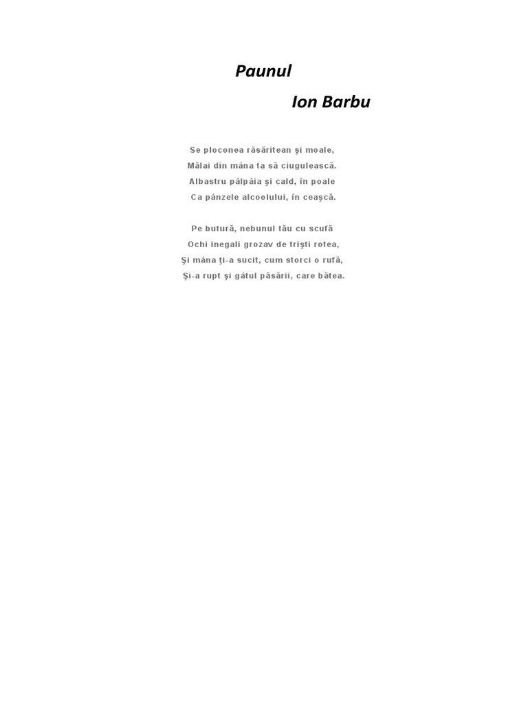 Paunul - Ion Barbu | PDF